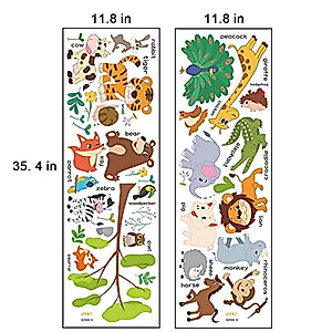 Animals Educational Wall Decals Kids Large,Kids Bedroom Wall Stickers,Peel and Stick Removable Wall Decors for Daycare,Boy Room,Girl Room,Nursery, Baby Room,Bedroom,Playroom.