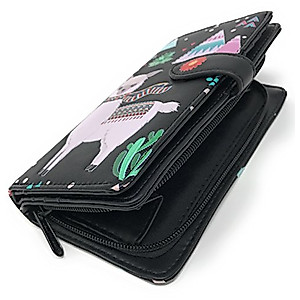 Shag Wear Llama Large Wallet for Women Black 7"