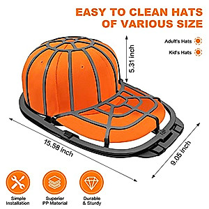 WUZJODER Hat Washer, Perfect Baseball Cap Protector Hat Holder Fit for Adult/Kid's Hat Rack Frame for Washer Machine Cleaner/Washing Cage (Black)