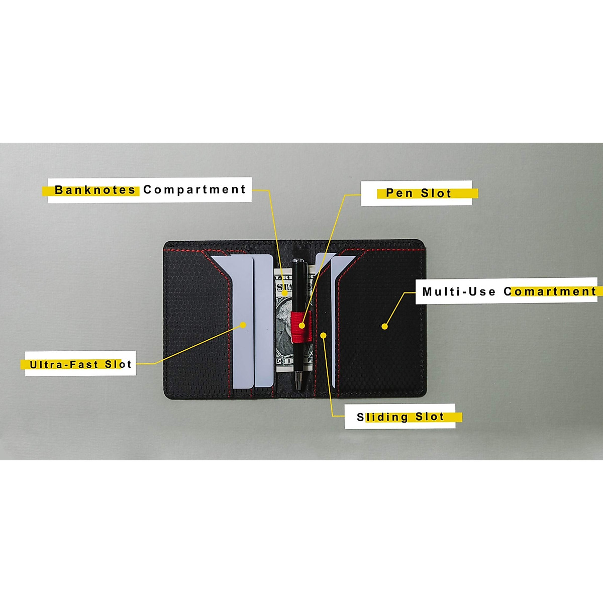 LC Prime Minimal Slim Pen Wallet l A Thinnest PenWallet For Daily Use (Pen is Not Included) (Blue mix Black (Pen is NOT Included))