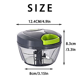 Manual Food Processor Vegetable Chopper, Ourokhome Portable Hand Pull String Garlic Mincer Onion Cutter for Veggies, Ginger, Fruits, Nuts, Herbs, etc, 2 Cup, Grey.