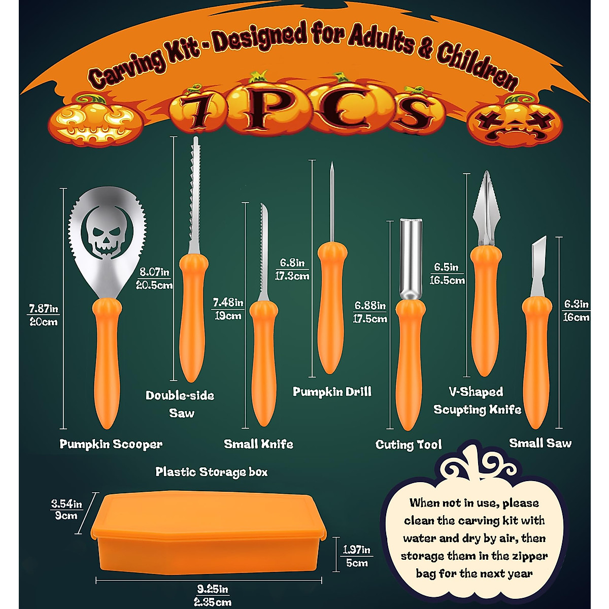 ZYSUN Pumpkin Carving Kit,Halloween Decorations Stainless Steel Pumpkin Carving Tools,Pumpkin Carving Kit for Kids Adults,Carver Tool with Carrying Bag,Family DIY Carving Pumpkins Gift (7PCS)