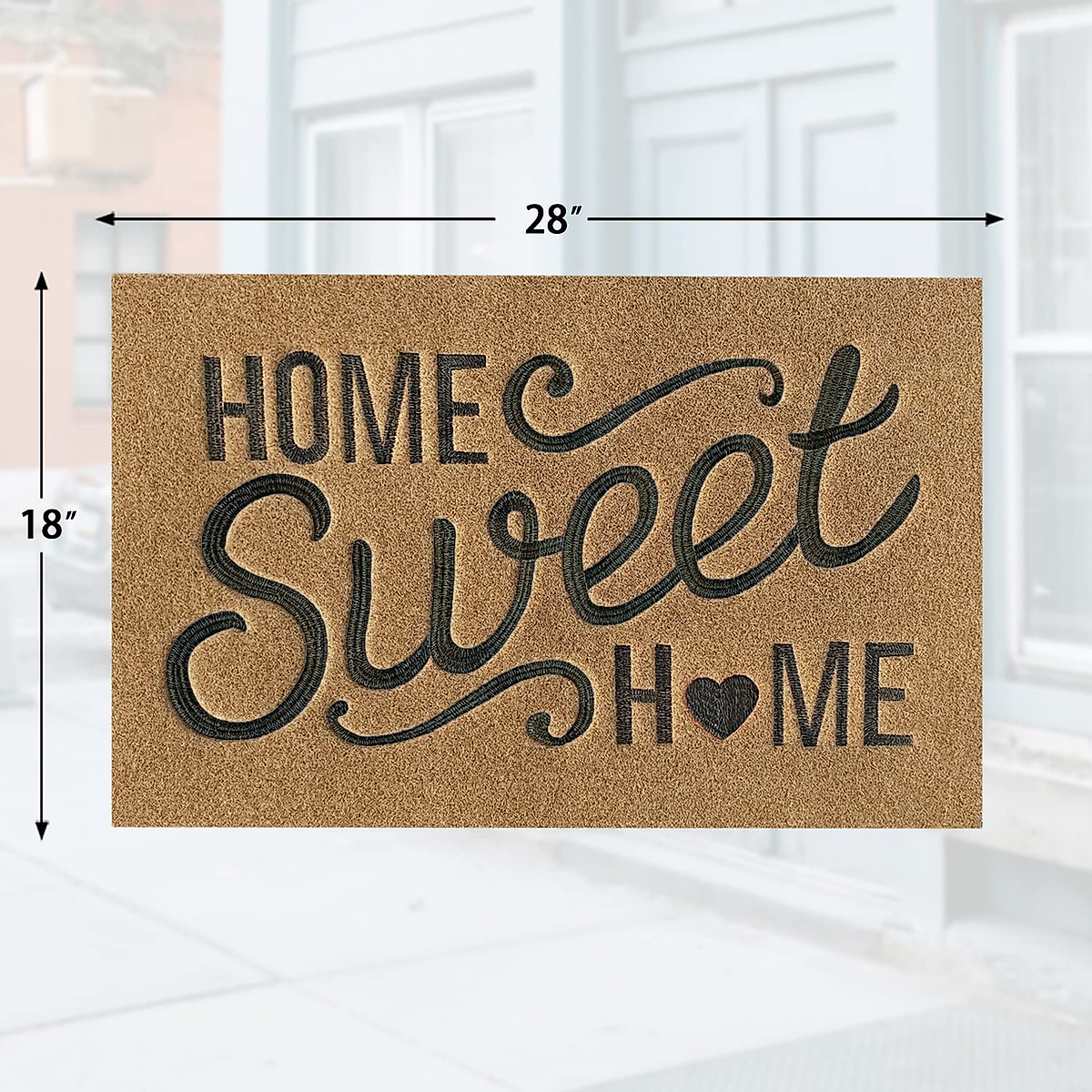 AAZZKANG Brown Welcome Mats for Front Door Home Sweet Home Door Mat Outdoor Indoor with Non Slip Rubber Backing Easy to Clean Outside Inside Doormat