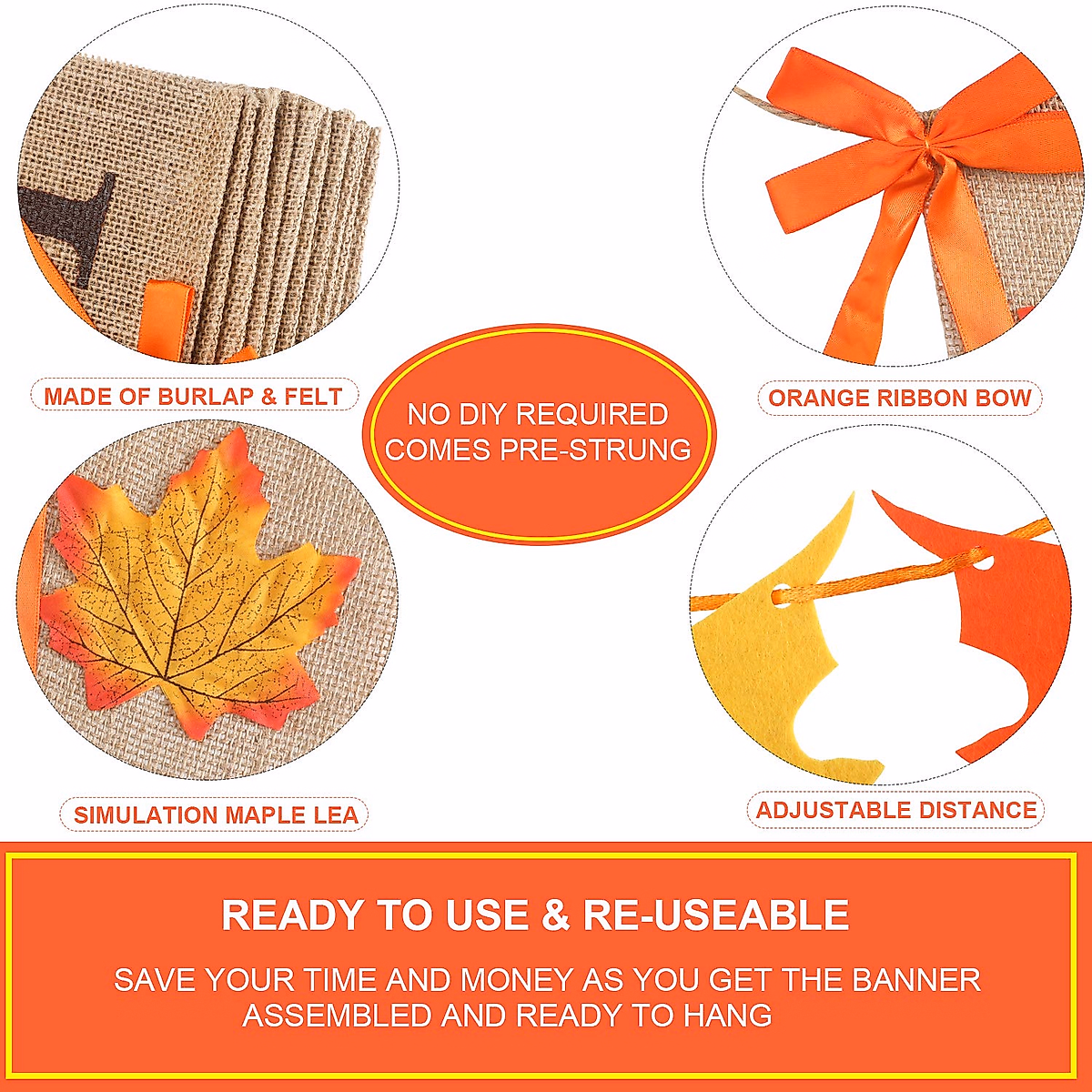 3 Pieces Happy Fall Banner Thankful Banner Give Thanks Banner and Felt Fall Leaves Garland Banner for Fall Thanksgiving Decoration (Style Set 1)