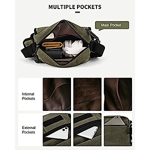 small Messenger Bag for Men,Crossbody Bag Aesthetic for women,Military Satchel,Unisex Classic Canvas Shoulder Bag,vintage bag,Green