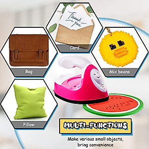 Mini Iron Mini Heat Press Portable Handy Heat Press Heat Transfer Machine with Mesh Cloth Pressing Cloth Pad Silicone Pad, Charging Base Accessories for T Shirt Shoe Bag (Rose Red)