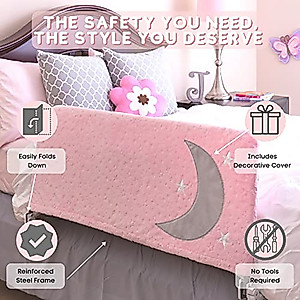 Beautiful Bed Rail for Toddlers (Mom's Choice Award Winner) - with Decorative Cover and Inside Pocket - Toddler Bed Rail Guard for Children Kids, Fits Twin, Full, Queen and King - Standard 43" Pink
