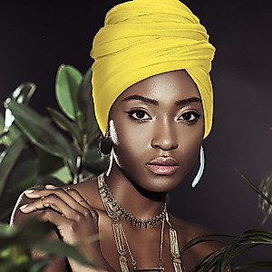 9 Pieces Stretch Head Wraps in 9 Colors Scarf Women African Turban Long Hair Scarf Soft Hair Band for Women Tie Head Scarves