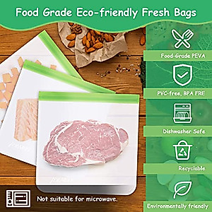 Reusable Gallon Freezer Bags - 6 Pack - Reusable Freezer Bags - Easy Seal & LEAKPROOF Food Storage Bags for Marinate Food, Fruits, Sandwich, Meal Prep, Travel Item as Halloween and Christmas Gifts