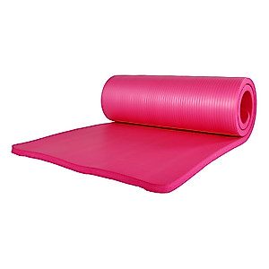 BalanceFrom 7-Piece Home Gym Yoga Set with 1-Inch Thick Yoga Mat, 2 Yoga Blocks, Mat Towel, Hand Towel, Stretch Strap & Knee Pad, Pink