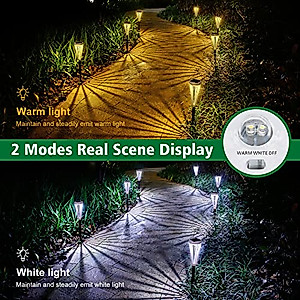 LCMKR Solar Pathway Lights, 8 Pack Solar Garden Lights Outdoor Waterproof Unique Pattern Solar Powered Landscape Path Lights Decorative for Yard Garden Walkway Driveway Lawn,White & Warm Light