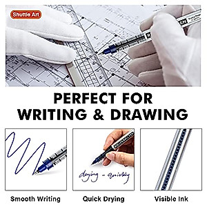 Shuttle Art RollerBall Pens, 25 Pack Blue Fine Point Roller Ball Pens, 0.5mm Liquid Ink Pens for Writing Journaling Taking Notes School Office