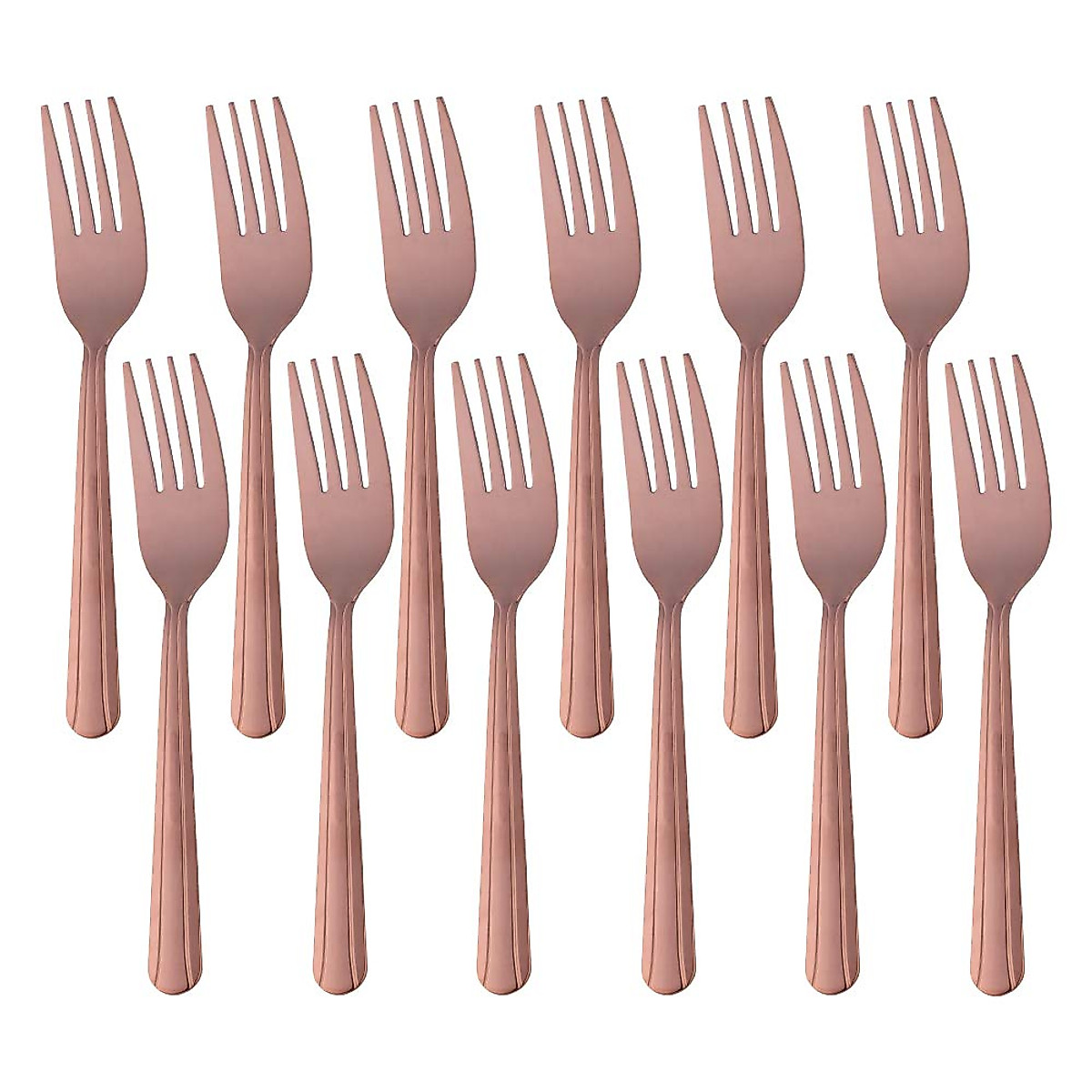 TUPMFG Salad Forks Set of 12, 6.2 Inch Stainless Steel Dessert Forks, Silverware Flatware Forks, Appetizer Forks with Clean Lines Handle for Tastings Cake Fruit, Dishwasher Safe- Rose Gold