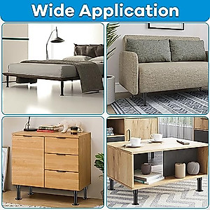 KONIGEEHRE [Upgraded 4 PCS Metal Adjustable Furniture Legs 7-11.8 inch, Heavy Duty Cabinet Legs Extension for Couch/Bed/Desk/Sofa/Table/Chair/Dresser, Replacement Legs for Furniture –Black
