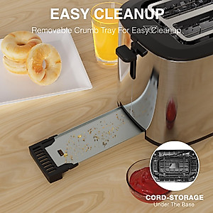 Anfilank Extra Wide Slot 2-Slice Toaster with Digital Countdown Timer, Stainless Steel, 6 Browning Settings, Built-in Warming Rack, Cancel/Bagel/Defrost Functions