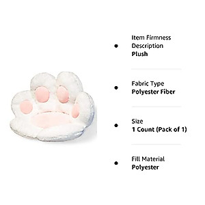 ELFJOY Comfy Chair Cushion Plush Cat Paw Cushion Kawaii Home Decor Cat Pillow for Office and Computer Gaming Chair (70 * 60cm, White)