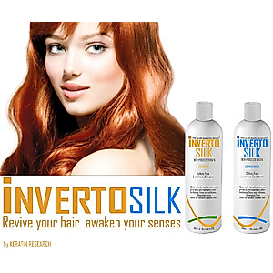 Keratin Shampoo Set For Frizzy Damaged And Color Treated hair INVERTO SILK Luxurious Sulfate Free Shampoo and Conditioner Two Bottles Value Set 2 x 360ml Protect Hair Color Eliminate Frizz