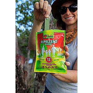 Mosquito Guard Repellent Bands / Bracelets (12 Pack) Made with Natural Plant Based Ingredients - Citronella, Lemongrass Oil. DEET Free