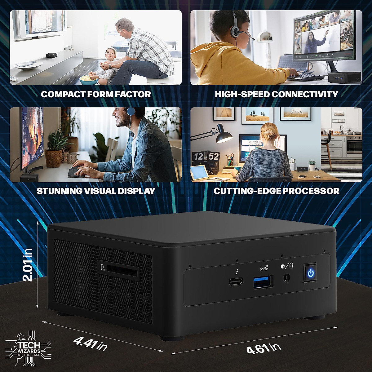 NUC NUC11PAHi7 Mini PC, Four-Core i7, NVMe SSD, 64GB RAM, 2TB NVMe, WiFi 6, BT 5.0, Thunderbolt 3, 8K Support, Quadruple Monitor Capable - The Ultimate HTPC Solution for High-Performance!