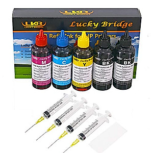 LKB Refill Ink Kit 4x100ml for HP 950 951 60 61 952 902 901 61 60 62 63 21 22 920 940 934 564 932 933 711 970 971 92 94 95 96 97 Cartridge or CIS CISS System 4 Color Set (400ml)-US