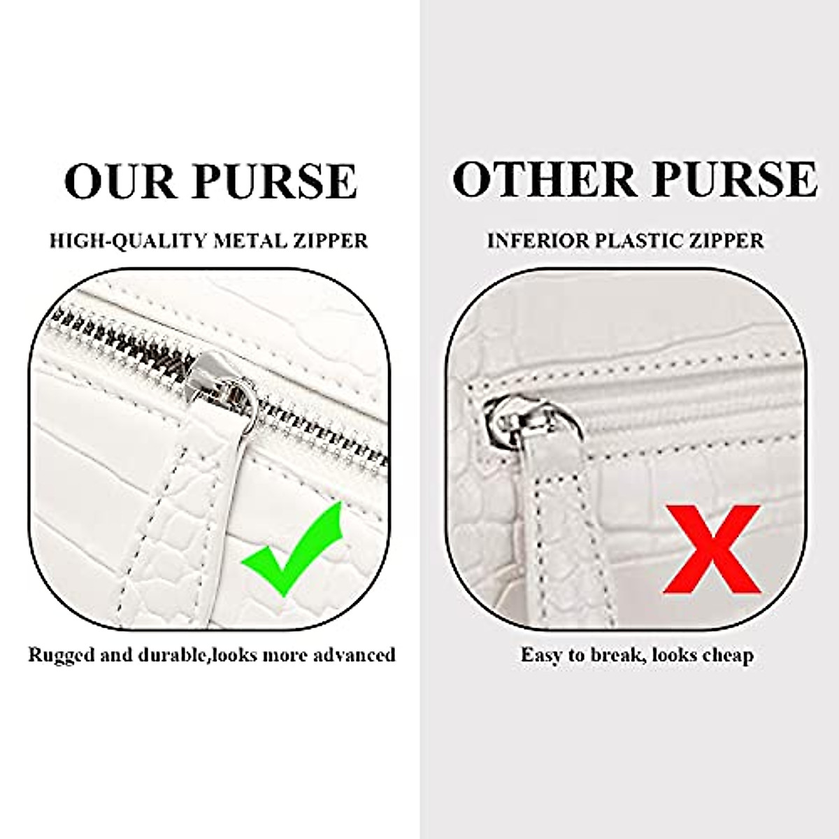 HROECHY Shoulder Bags for Women Small White Purse Y2K Handbag Crocodile Pattern Clutch 90s Purses