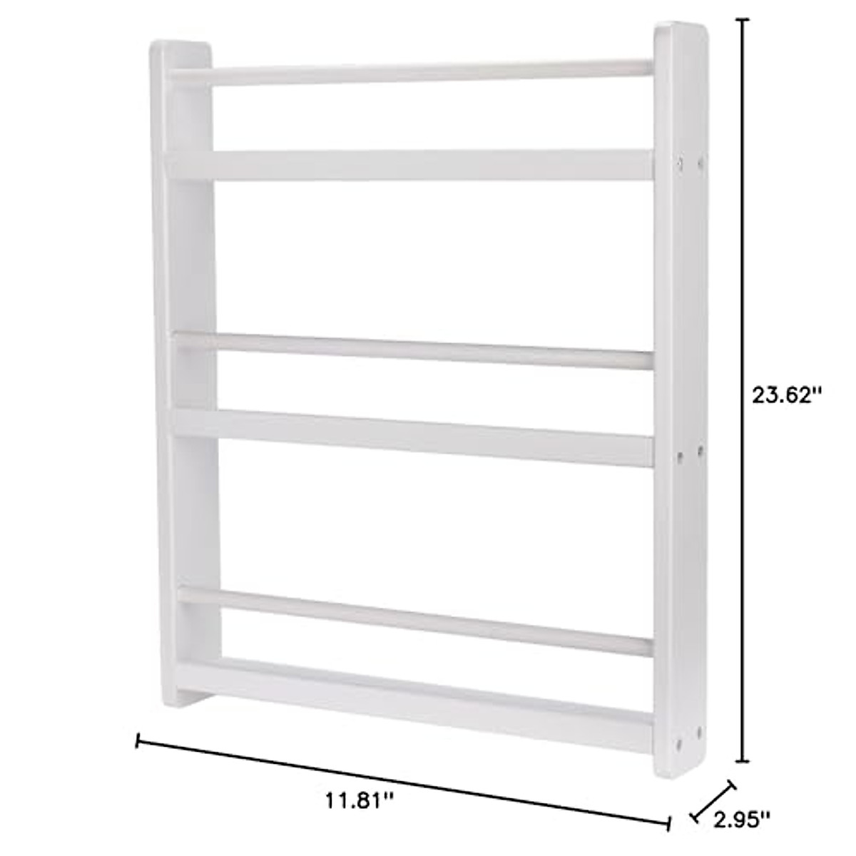Childlike Behavior 3-Tier Wood Bookshelf Organizer for Kids - White, Wall Mount