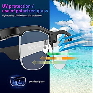KAYSUDA Smart Bluetooth 5.0 Audio Glasses, UV Protection Sunglasses, Open Ear Music&Hands-Free Calling, Polarized Lenses, IPX4 Waterproof, Connect with Mobile Phones and Tablets