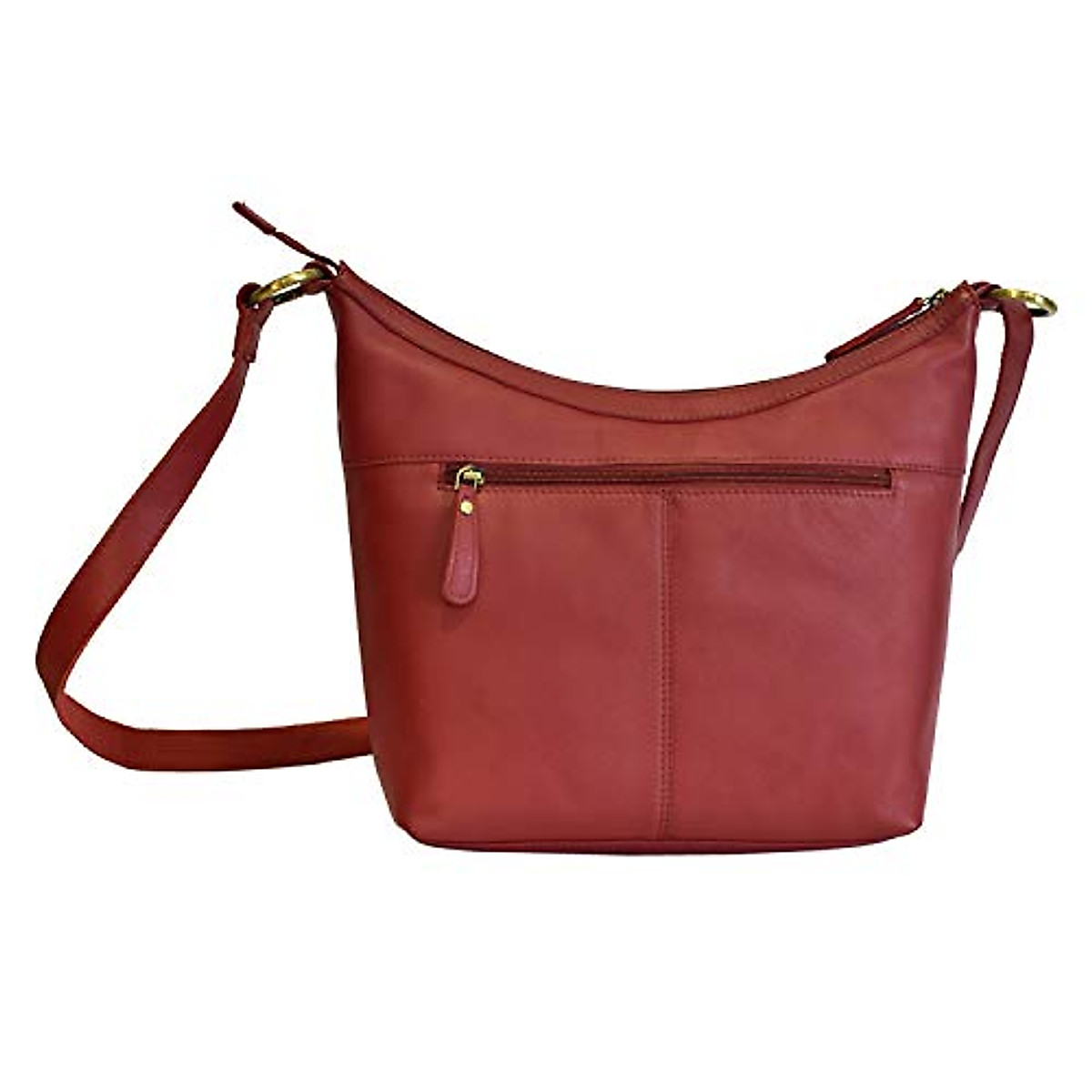 Zinda Genuine Leathers Women's Handbag Hobo Top Zip Shoulder Sling Crossbody (Red)