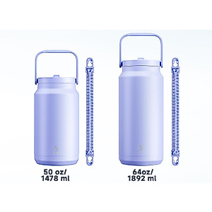 Meoky 50 oz Tumbler with Handle, Stainless Steel Vacuum Insulated Water Bottle, Keeps Cold for 36 Hours, 100% Leak Proof, BPA-free, Non-slip Base (Lilac)