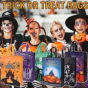 Halloween Trick or Treat Bags, Large Halloween Tote Bags with Handles Halloween Candy Bag Reusable Non-Woven Halloween Bag for Gifts Wrapping, Trick or Treat, Halloween Party Supplies 15"×11.8"×3.9"