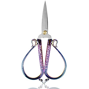 BIHRTC 6.3 Inch Sewing Scissors Small Embroidery Scissors Stainless Steel Auspicious Clouds Scissors Shears Fabric Scissors DIY Tool for Sewing Office Craft Needlework Art Work Rainbow Scissors
