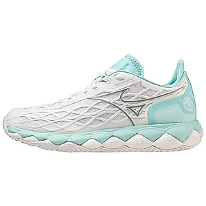 Mizuno Women's Enforce Tour Tennis Shoe, White Turquoise, 8
