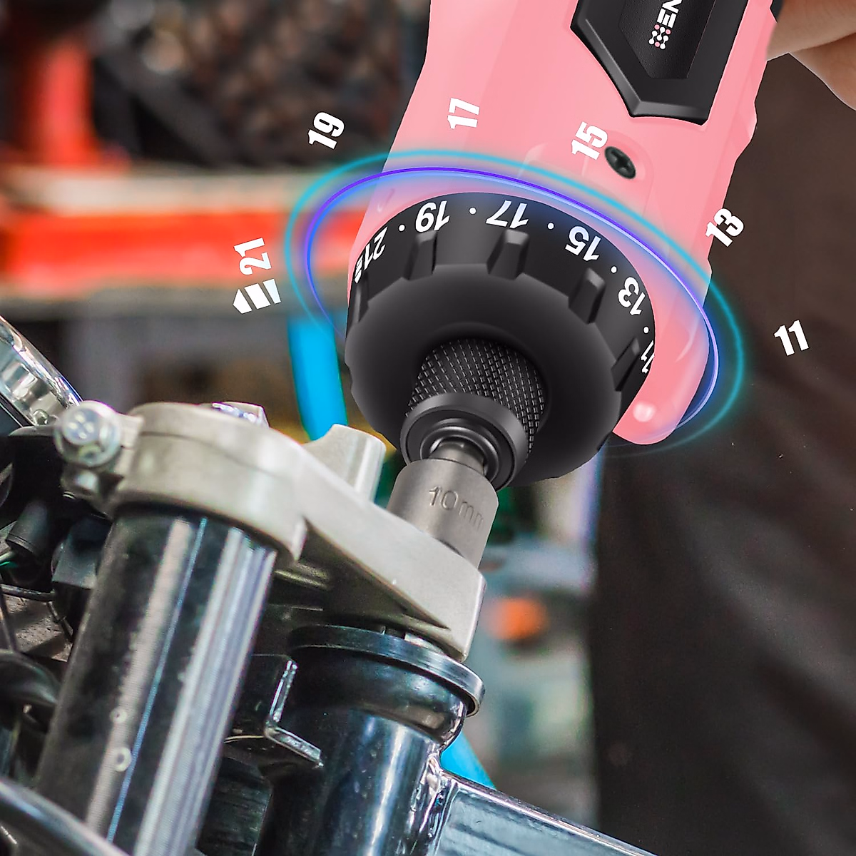 Enertwist Electric Screwdriver, 8V Max 10Nm Pink Cordless Screwdriver Rechargeable Set with 82 Accessory Kit and Charger in Carrying Case, 21+1 Cluth, Dual Position Handle, LED Light