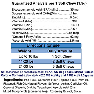 Omega-3 Multivitamin Skin and Coat Supplement for Dogs Omega 3 Fish Oil Supplement, Supports Shedding, Skin & Coat, Immunity, EPA,DHA- 300g(200 Chews)