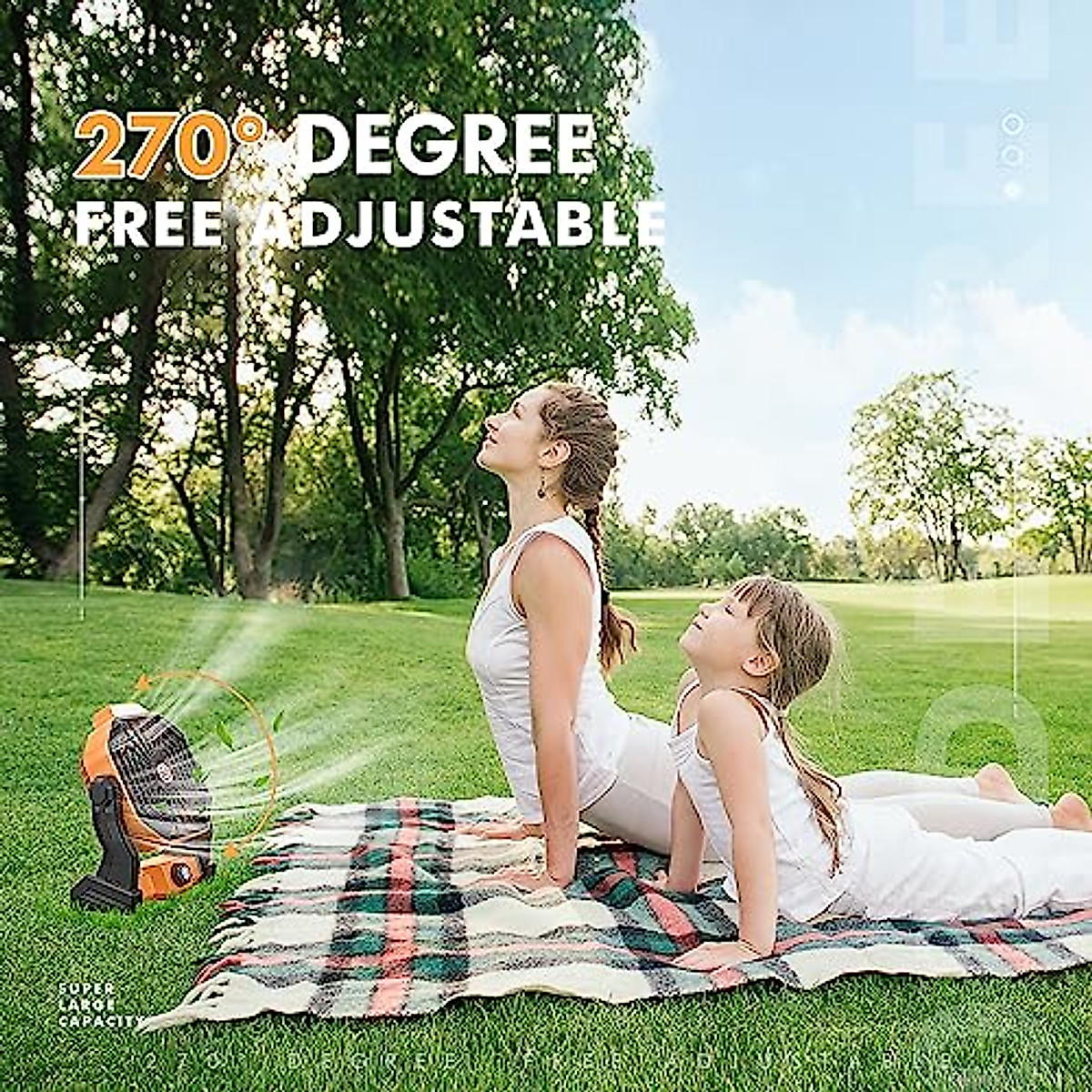 Camping Fan with LED Lantern, 10400 mAh 9 Inch Portable Fan Rechargeable Battery Powered Fan with Stepless Speed and Quiet Battery Operated Tent Fan for Picnic, Barbecue, Fishing, Travel, Home