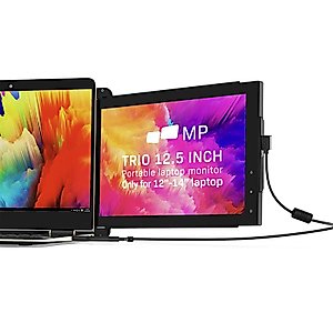 2023 Trio Portable Monitor for Laptop, 12.5" Full HD IPS Display, for Laptop Monitor Screen, Dual-Side Sliding, USB A/Type-C Plug and Play Monitor for 13”-17” Laptops(1 x 12.5 Monitor)
