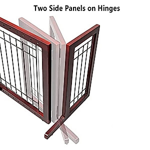 Bonnlo Free Standing Pet Gates for Dogs Indoor Dog Fence, Solid Wooden Dog Gates for The House,Doorways and Stairs, Doggie Gates for Indoors Adjustable from 40" to 71" Wide