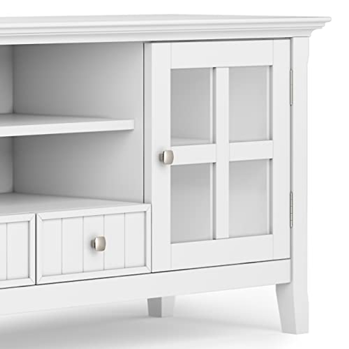 SIMPLIHOME Acadian SOLID WOOD 60 Inch Wide Rustic TV Media Stand in White for TVs up to 65 Inches, For the Living Room and Entertainment Center