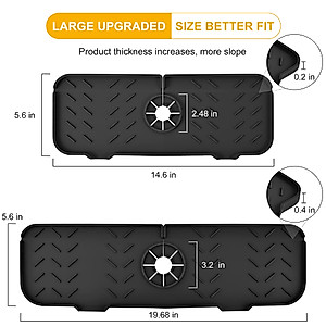 Kitchen Sink Splash Guard, Silicone Faucet Handle Drip Catcher Tray, Kitchen Sponge Holder Faucet Absorbent Sink Protectors Mat for Kitchen Bathroom Sink Accessories 19.7" x 5.6"