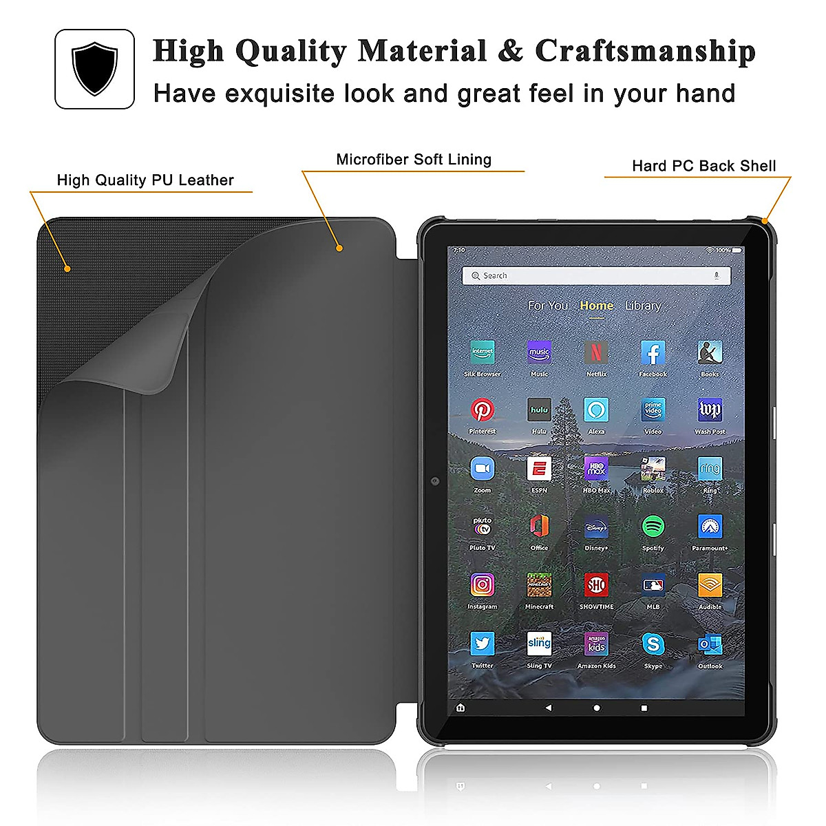 Soke Case for All-New Amazon Fire HD 10 & 10 Plus Tablet (Only Compatible with 11th Generation, 2021 Release) Premium Folio Stand Cover with Auto Wake/Sleep for 10.1 Inch Tablet, Black