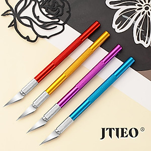 JTIEO 74 Pack Hobby Knife Exacto Knife with 4 Upgrade Sharp Hobby Knives and 70 Spare Craft Knife Blades for Art, Scrapbooking,Stencil