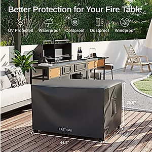 EAST OAK 44 Inch Fire Pit Table Cover for Outdoor Propane Fire Pit Table, 600D Heavy Duty Fabric, Waterproof, Dustproof, and All-Weather Resistant, 44”L x 32”W x 26”H inch, Black