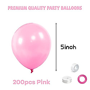 200pcs Small Pink Latex Balloons - 5 Inch Mini Thick Pink Birthday Balloons for Birthday & Wedding Decorations, Baby Shower
