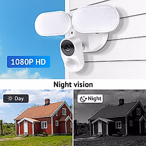 LaView Floodlight Camera with 2600 Lumen LEDs,Security Camera Outdoor 1080P,WiFi Security Cameras Waterproof, Motion Detection, Night Vision, Two-Way Audio and Siren, USA Cloud Service