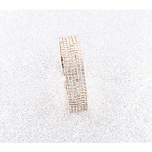 AZFEIYA 18k Rose Gold Plated Cubic Zirconia Cuff Bangle Sparkly Rhinestone Bridal Wedding Statement Bracelet (Gold)