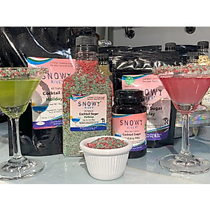Snowy River Holiday Cocktail Sugar - Kosher All Natural Festive Cocktail Rimmer and Coffee Rimmer (Holiday, 4oz Bag)