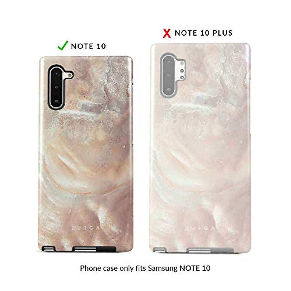 BURGA Phone Case Compatible with Samsung Galaxy Note 10 - Hybrid 2-Layer Hard Shell + Silicone Protective Case -Nude Shades Marble Brown Seashell Pearl Serene - Scratch-Resistant Shockproof Cover