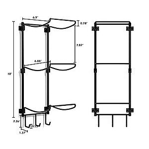 Suchek Yoga Mat Holder Wall Mount, Wall Rack Storage for Yoga Mat, Yoga Tiles, Foam Roller, with 3 Hooks for Hanging Yoga Strap, Resistance Bands, Home Gym Decor for Home Gym Organization (Black)