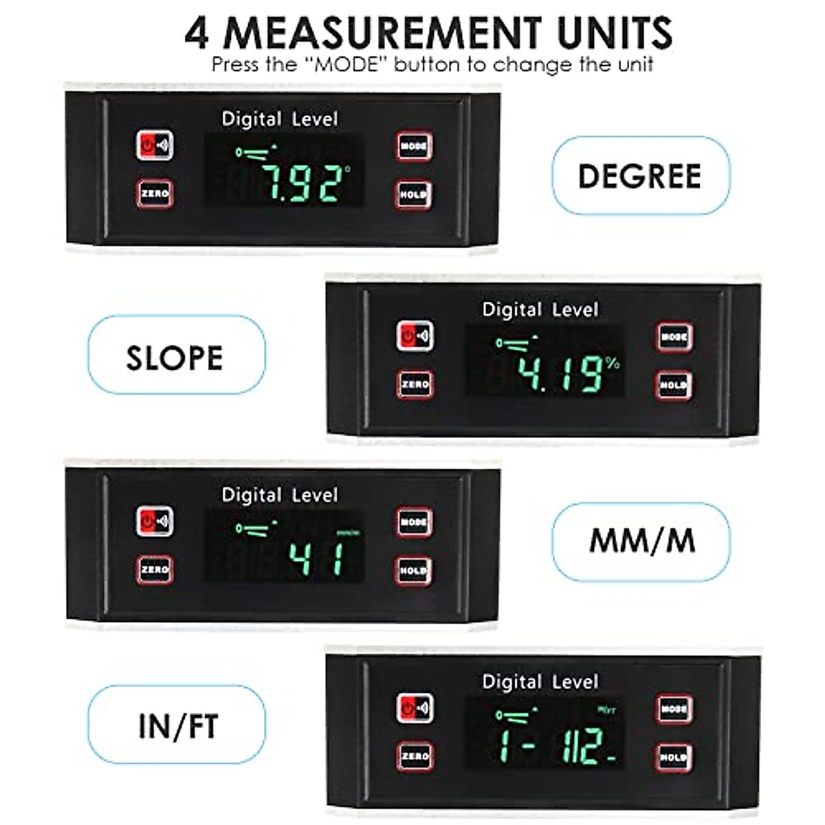 Digital Angle Finder Magnetic Table Saw Angle Finder Tool, Digital Inclinometer with Backlight Digital Protractor Bevel Level Gauge, Woodworking Measuring Tool, Level Box for Hanging 0~360 degree