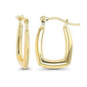 14K Yellow Gold Square Hoop Earrings with Hinged Clasp | 2x17mm Hoop | Hypoallergenic Hoops For Sensitive Ears | Squared Hoops | Solid Gold Earrings For Women